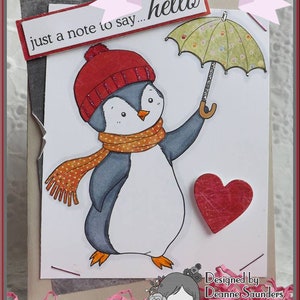Digital Stamp Penguin Umbrella, Digi Download, Winter Holiday Merry ...