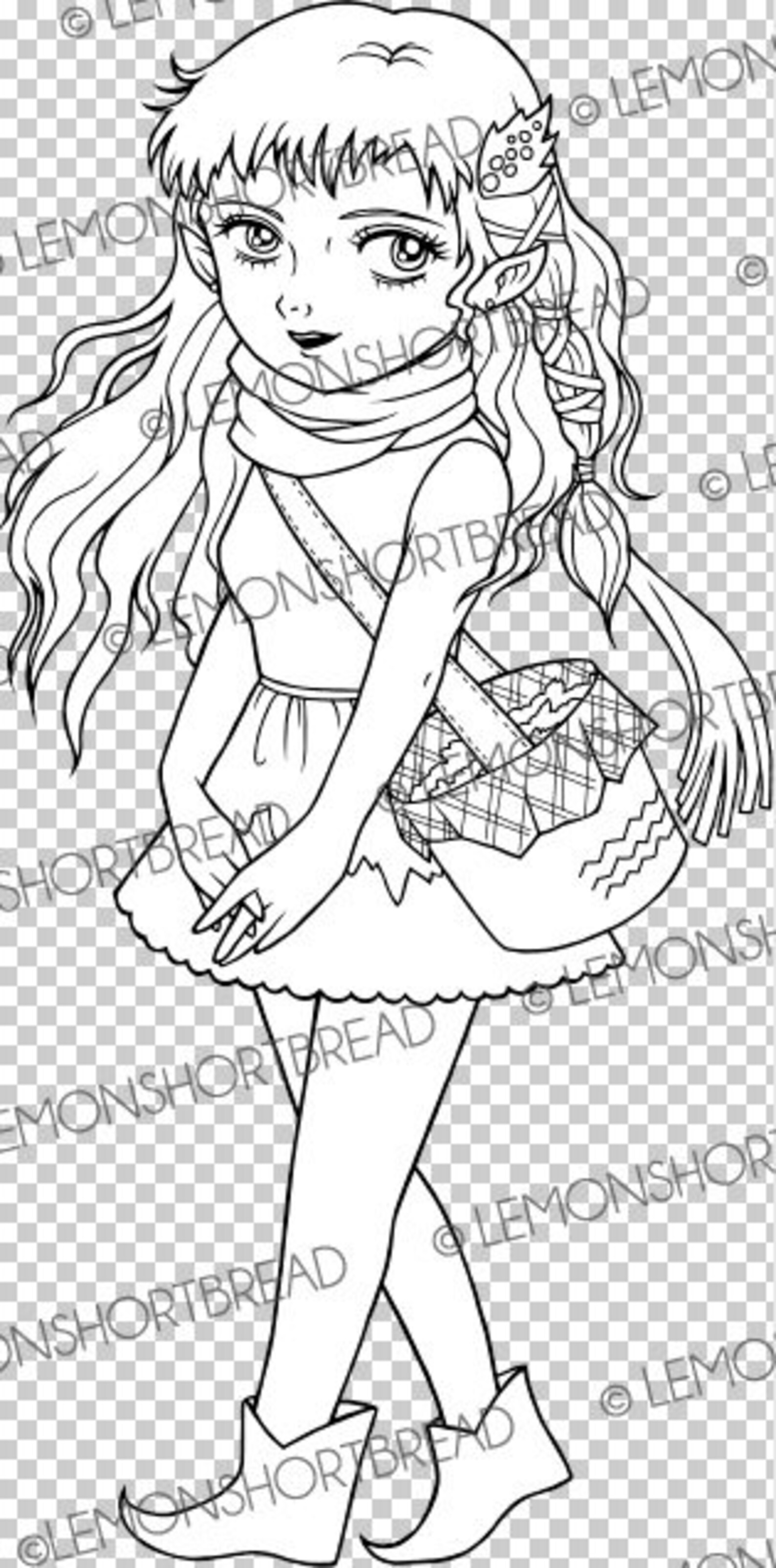 Digital Stamp Autumn Harvest Elf Digi Fall Fairy Girl - Etsy