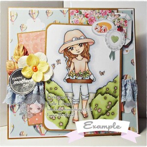 Digital Stamp Gardening Girl, Digi Printable Colouring Page, Summer ...