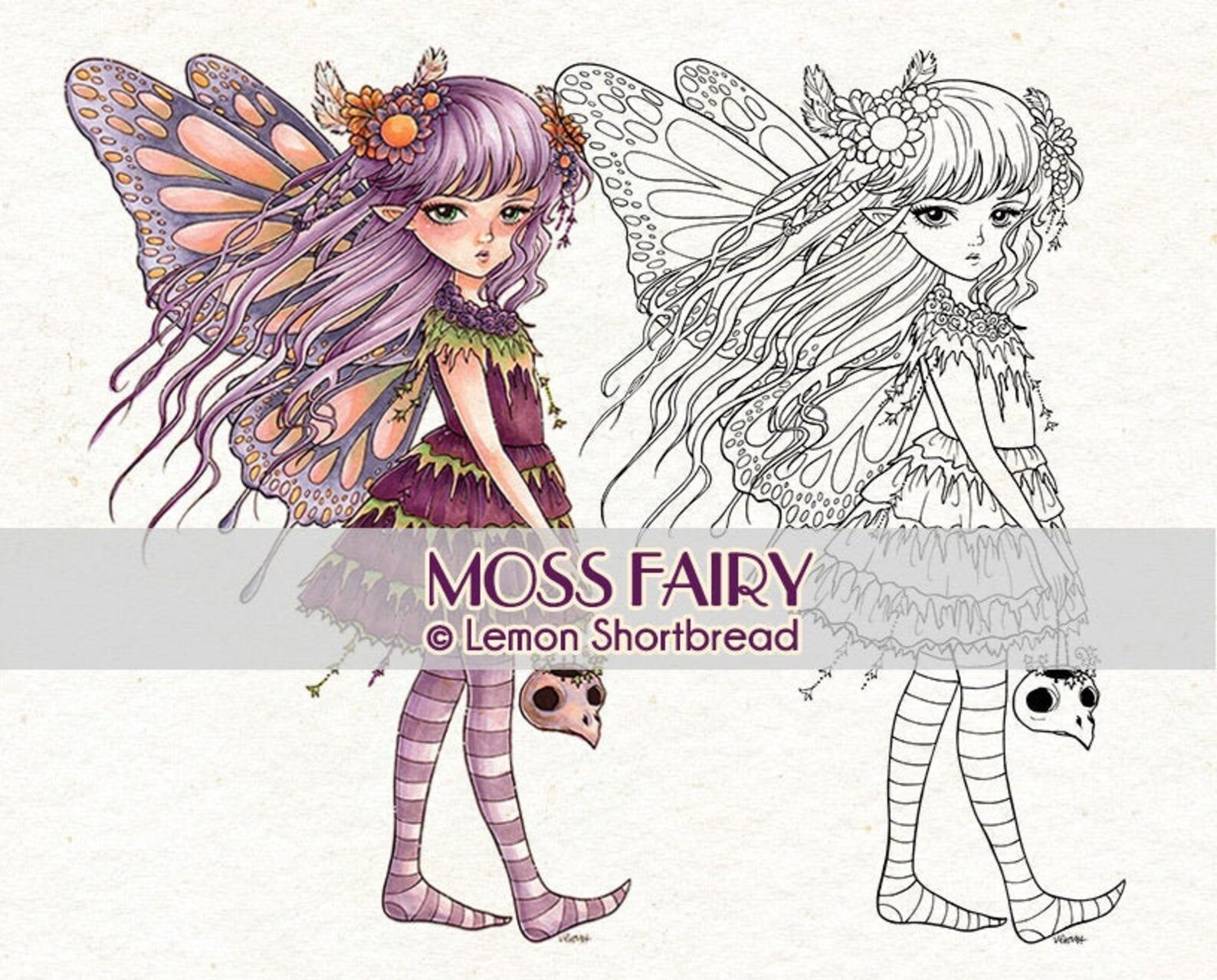 Digital Stamp Moss Fairy Digi Coloring Page Goth Fantasy - Etsy
