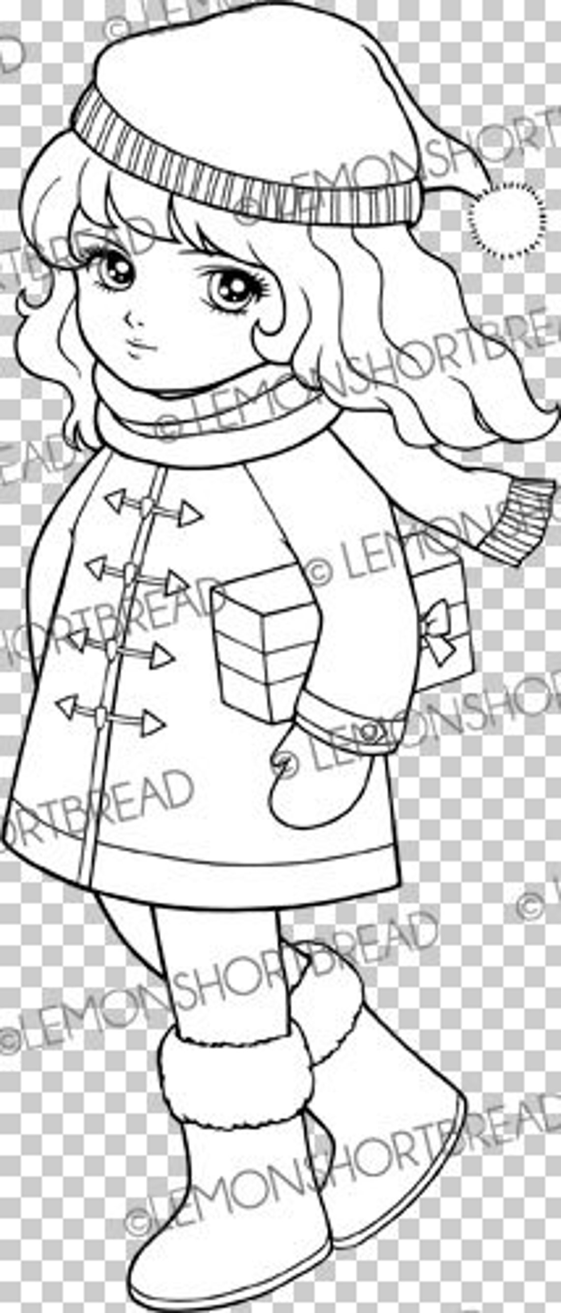 Digital Stamp Winter Gift Girl Digi Christmas Presents - Etsy