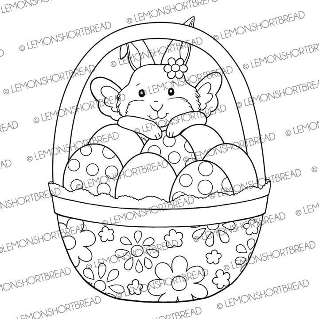 Easter Bunny Fairy Digital Stamp, Digi Coloring Page Download, Cute ...