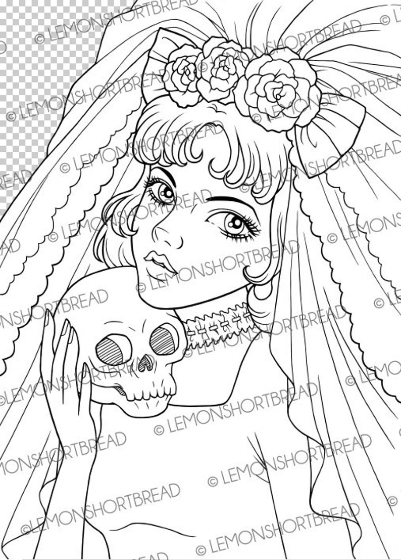 Digital Stamp Goth Memento Mori Digi Printable Coloring Page - Etsy