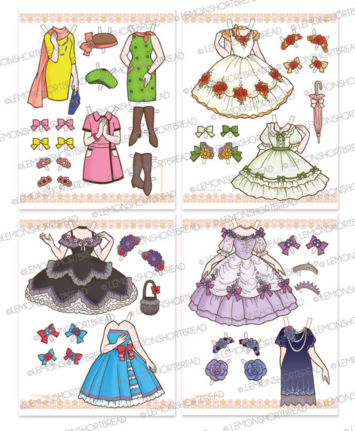 Printable Paper Dolls Fashion Digital Download Children's | Etsy