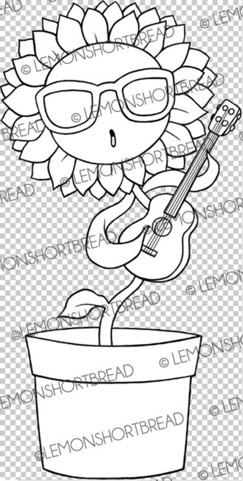 Digital Stamps Dancing Sunflower Digi Coloring Page Summer - Etsy