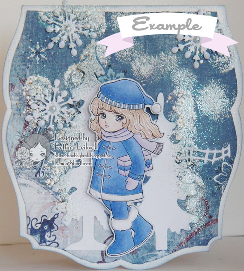Digital Stamp Winter Gift Girl Digi Christmas Presents - Etsy