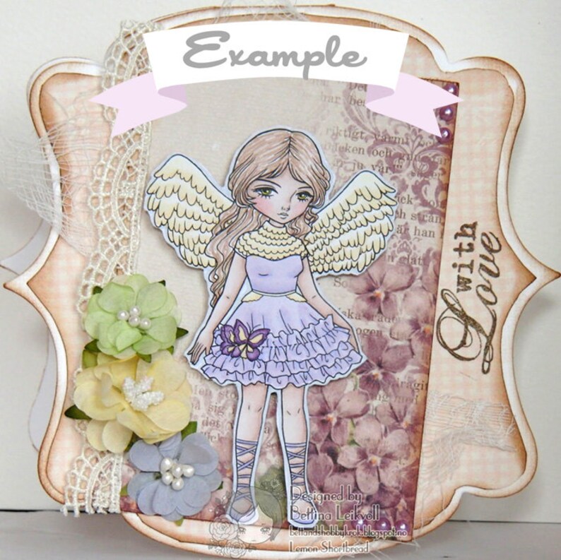 Digital Stamp Angel Wings Fairy Digi Coloring Page Fantasy | Etsy