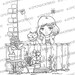 Digital Stamp Garden Girl With Cat, Digi Printable Coloring Page ...