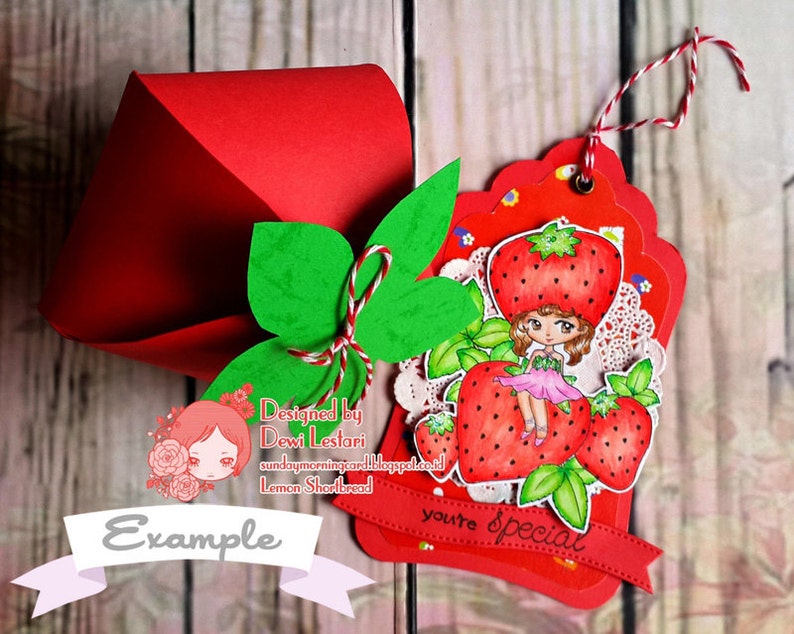 Digital Stamp Strawberry Hat Kid, Digi Coloring Page, Strawberries ...