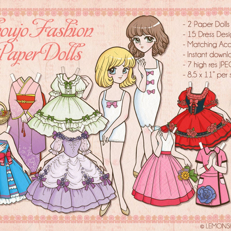 Cute Anime Paper Doll - Etsy