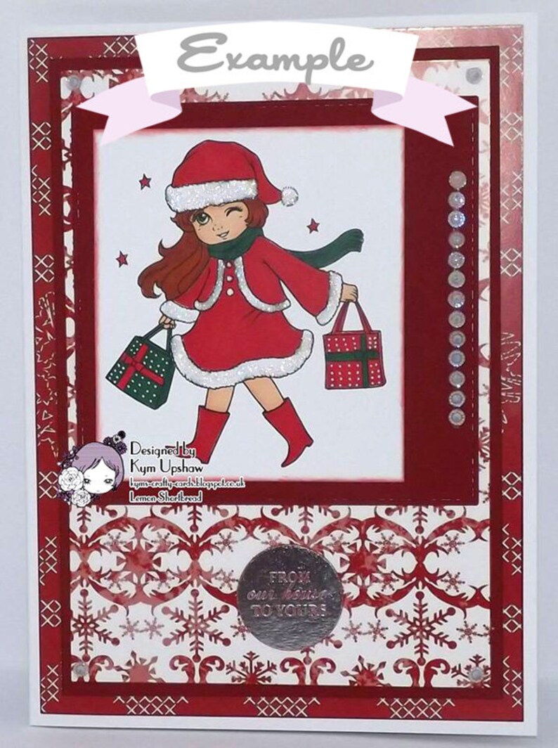 Digital Stamp Christmas Santa Girl Digi Coloring Page Merry - Etsy
