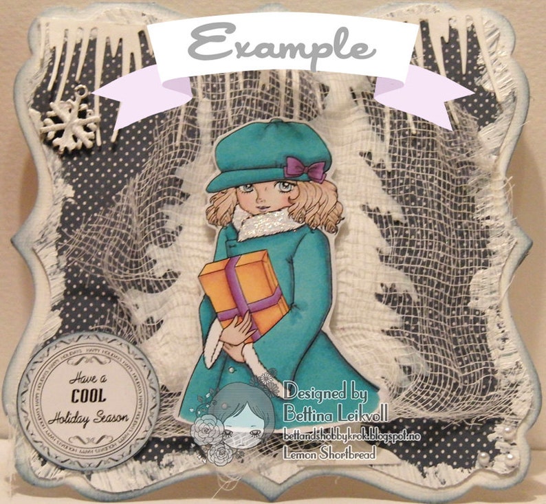 Digital Stamp Winter Package Gift, Digi Christmas Birthday Present Girl ...