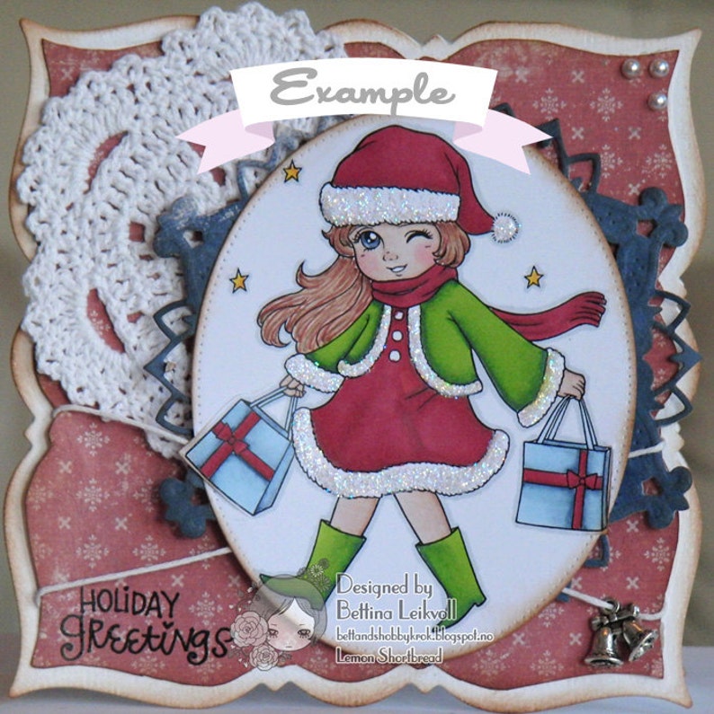 Digital Stamp Christmas Santa Girl Digi Coloring Page Merry - Etsy