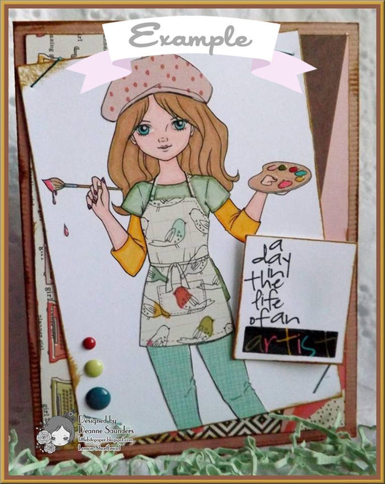 Digital Stamp Painter Girl Artist Palette Digi Download for - Etsy