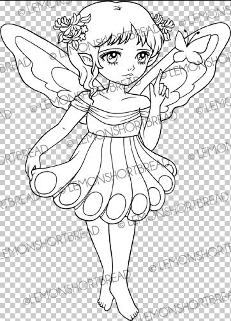 Digital Stamp Butterfly Point Fairy Digi Download Coloring | Etsy