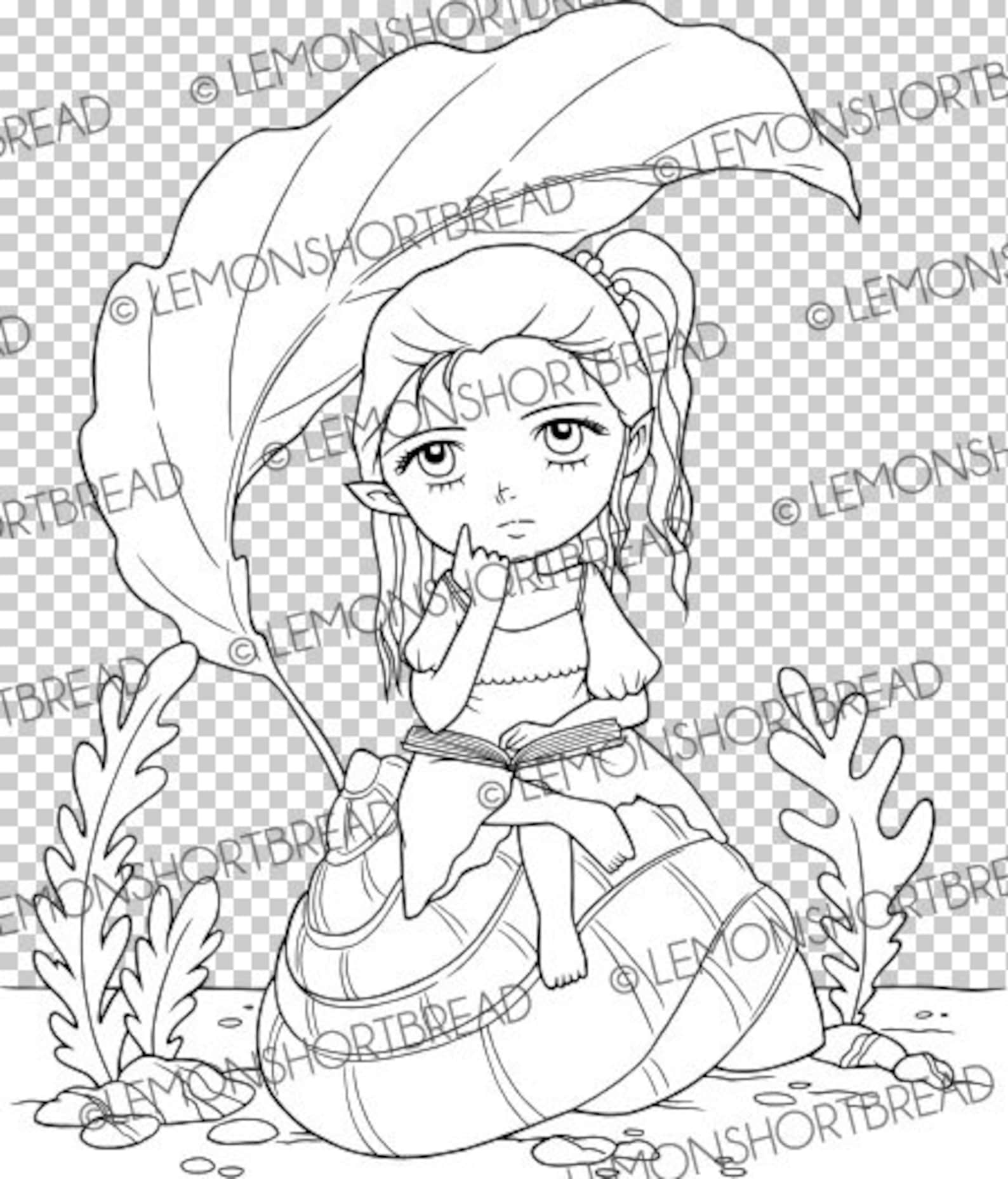 Digital Stamp Reading Book Elf Fairy Digi Coloring Page - Etsy Singapore