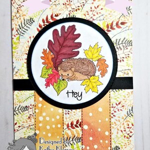 Digital Stamp Hedgehog Leaves, Digi Autumn Fall, Coloring Page, Cute ...