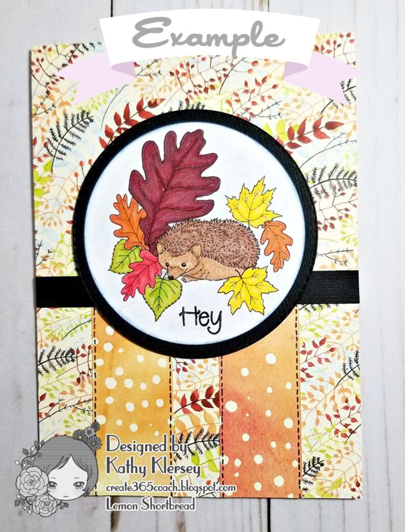 Digital Stamp Hedgehog Leaves Digi Autumn Fall Coloring - Etsy