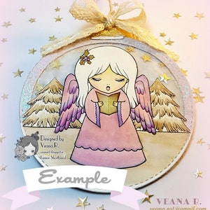 Digital Stamp Christmas Carol Angel, Digi Download Coloring Page ...