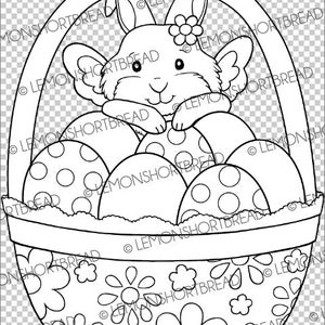 Easter Bunny Fairy Digital Stamp, Digi Coloring Page Download, Cute ...