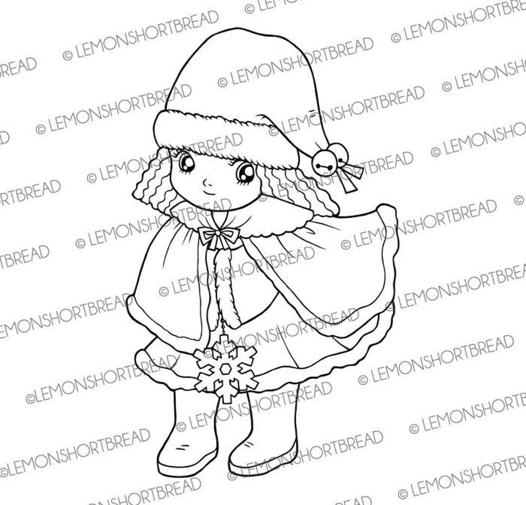 Digital Stamp Winter Wonderland Girl, Digi Download, Snowflake ...