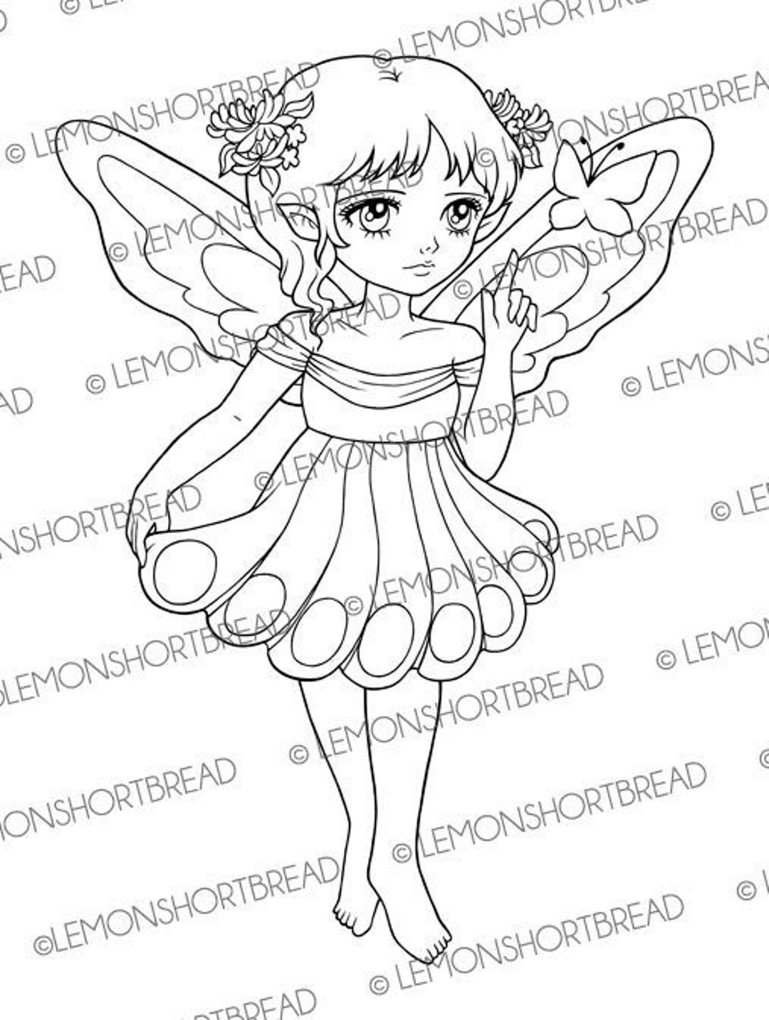 Digital Stamp Butterfly Point Fairy, Digi Download Coloring Page ...