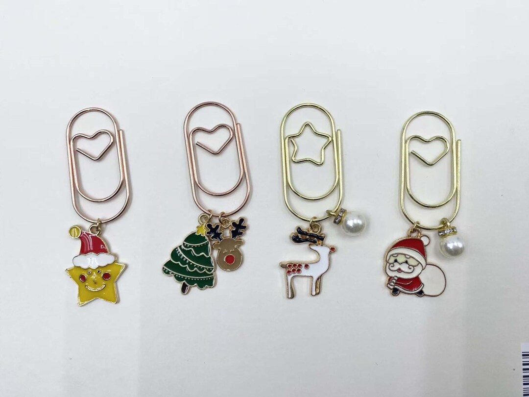 Mini Handmade Metal Christmas Paper Clip Bookmark, Cute Christmas Metal ...