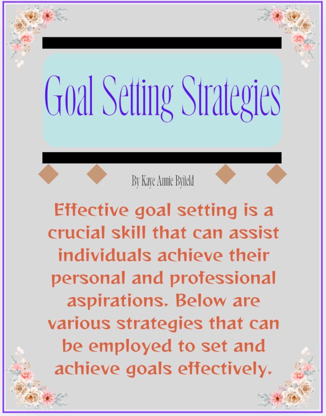 10 Pages of Goal Setting Strategies PDF Print, Digital Download by Kaye ...