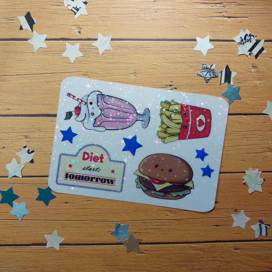 Sticker Set "american Diner", Kawaii Style, 8 Stickers With Holo Effect ...