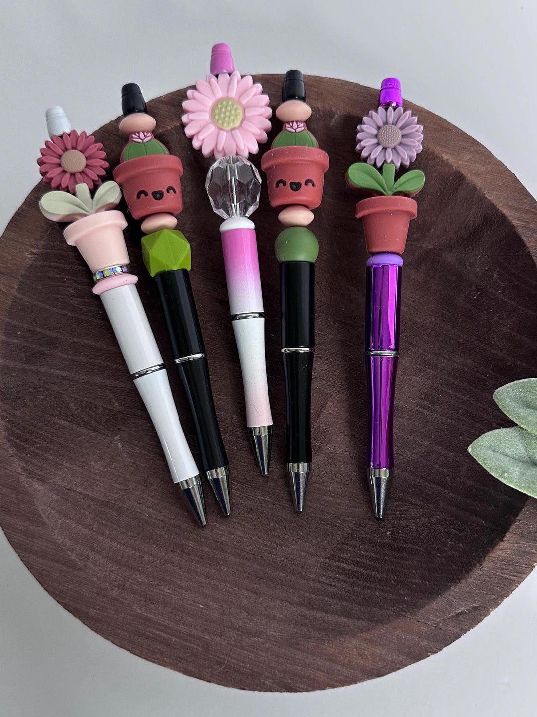 Beaded Pen: Cactus & Flower Pot Pens, Refillable Ballpoint - Etsy