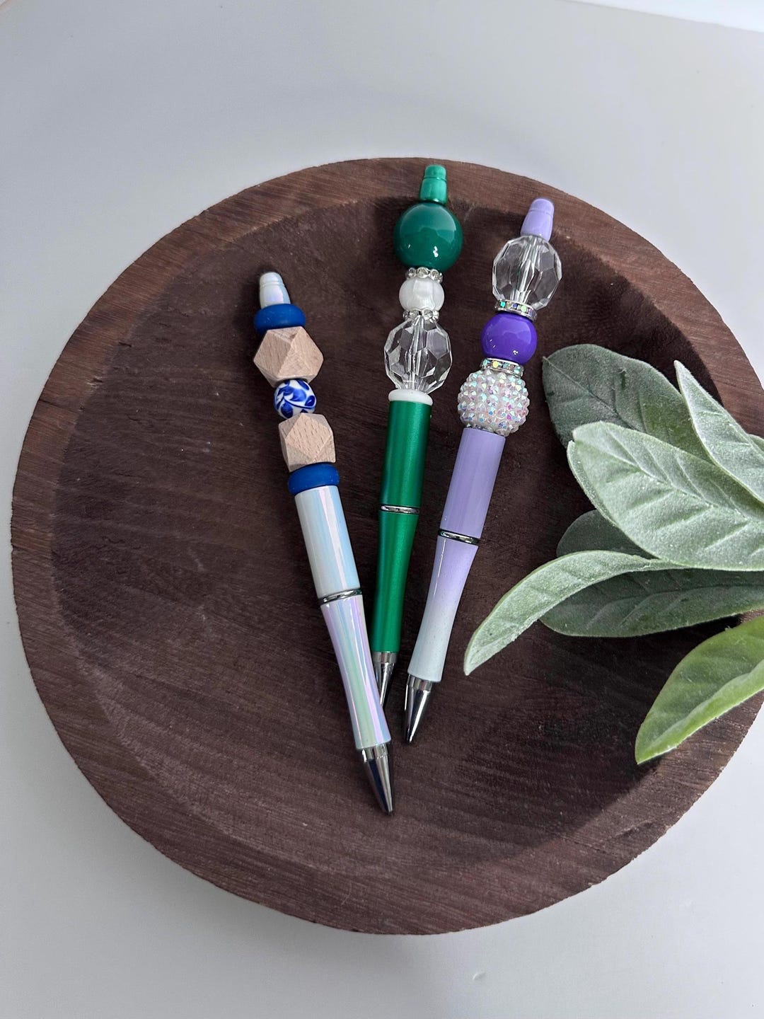 Chunky Beaded Pen: Rhinestone, Silicone & Wood - Desk Accessory - Etsy