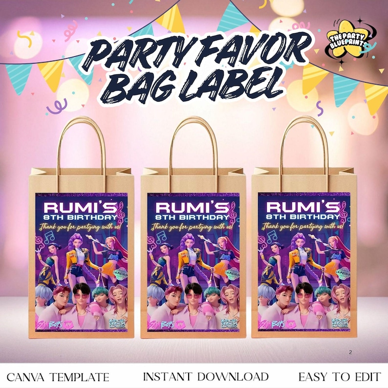 Kpop Demon Hunters Birthday Party Set | Printable Kit (digital Download ...