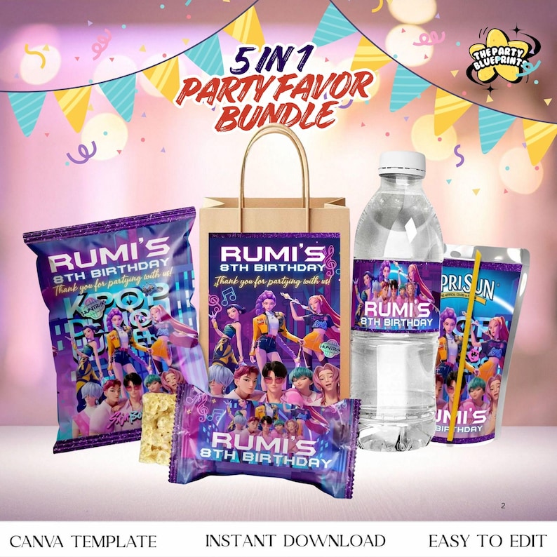 Kpop Demon Hunters Birthday Party Set | Printable Kit (digital Download ...