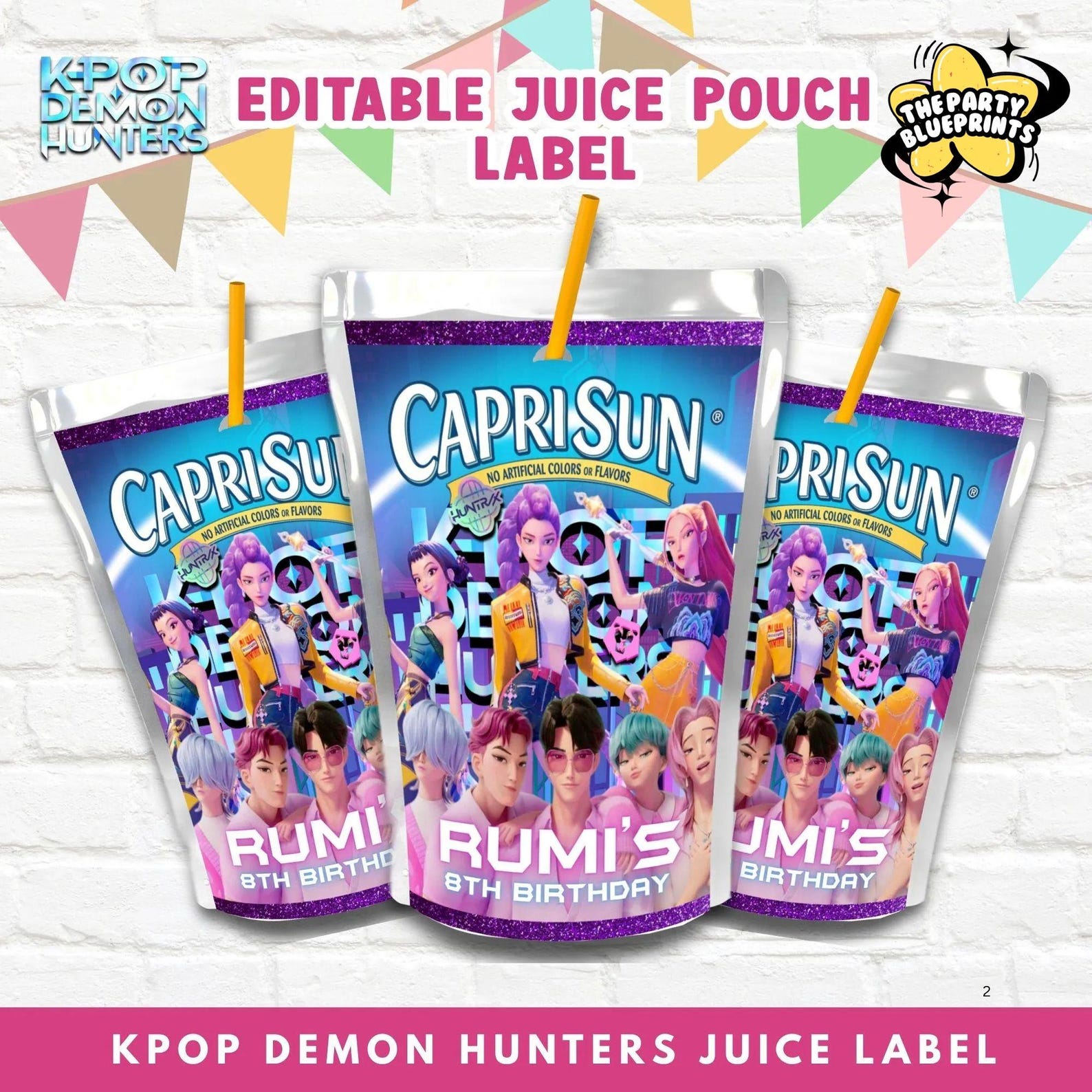 KPOP Demon Hunters Juice Pouch Labels | Capri Sun Juice Wrap | Kpop ...