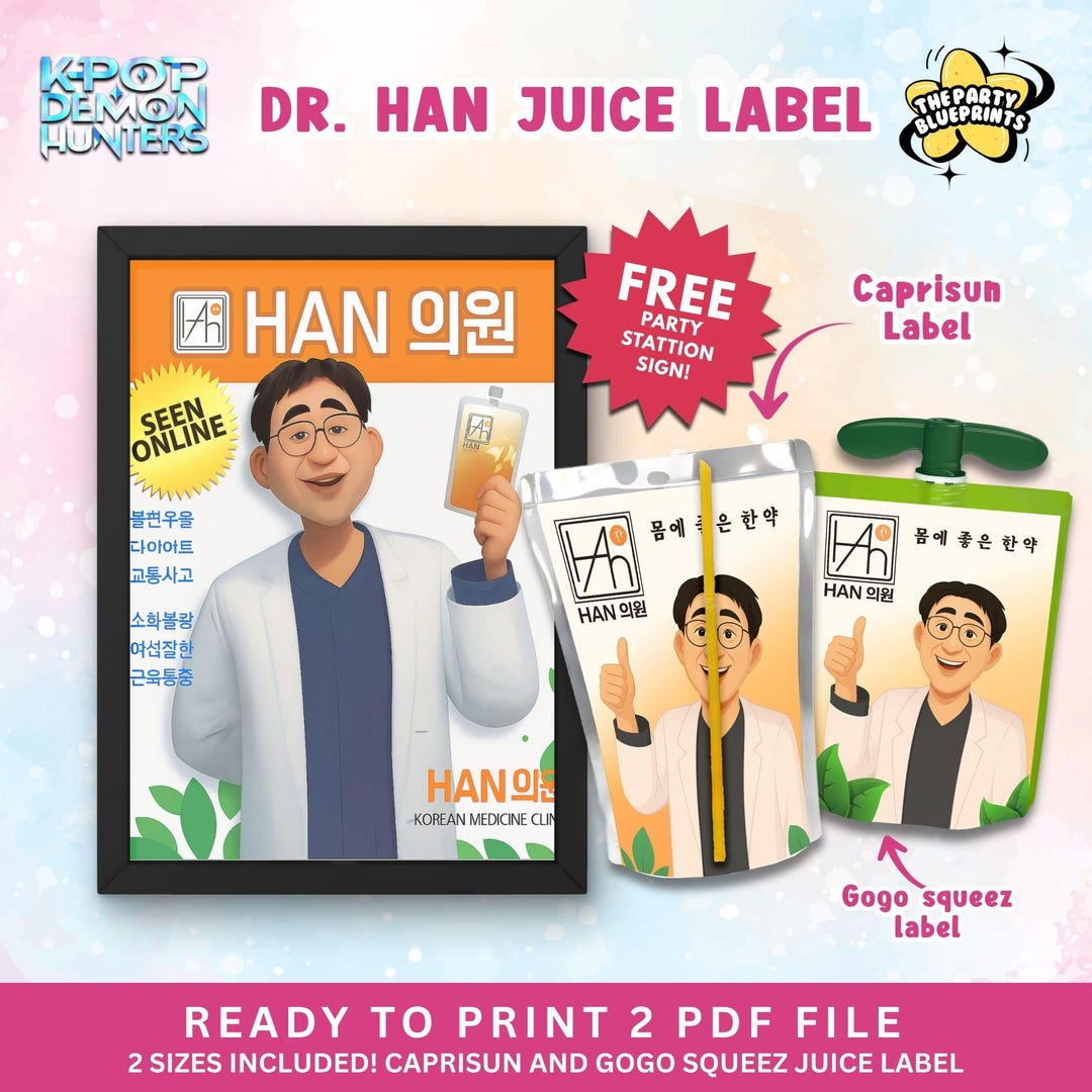 Kpop Demon Hunters Dr Han Tonic Drink Label | Gogo Squeez | Capri Sun ...