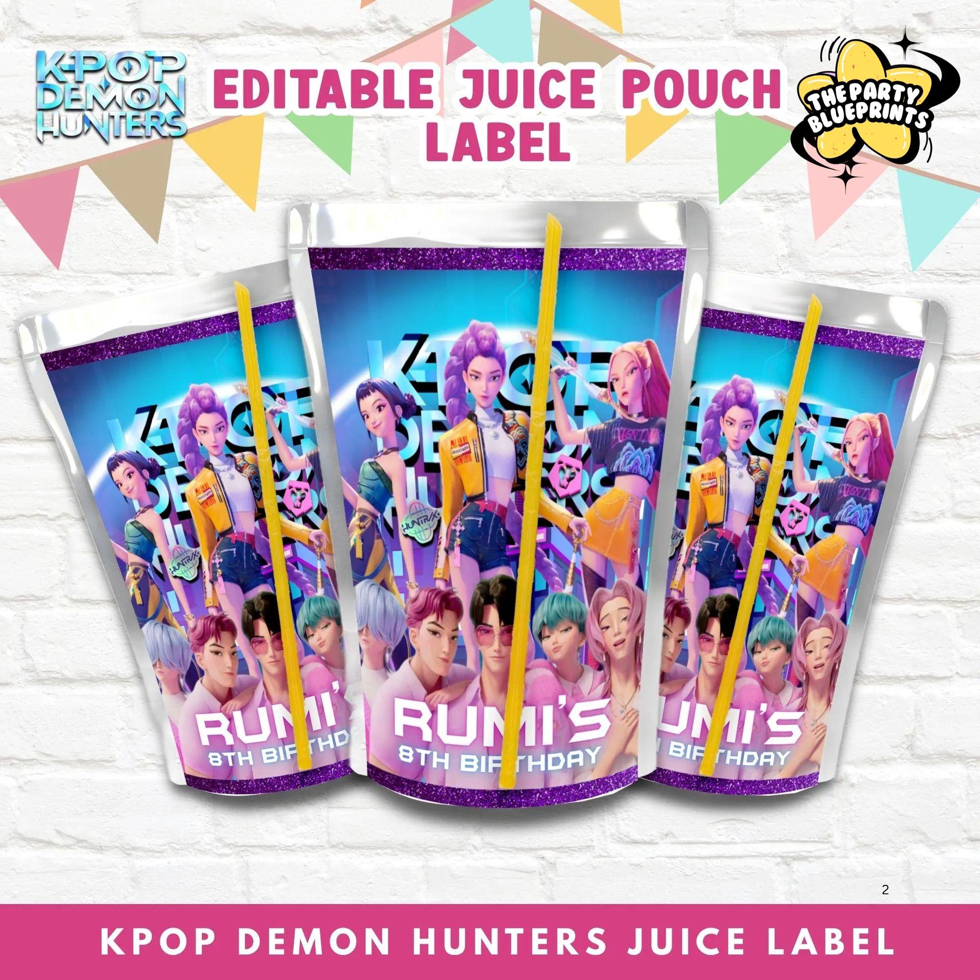 KPOP Demon Hunters Juice Pouch Labels | Capri Sun Juice Wrap | Kpop ...