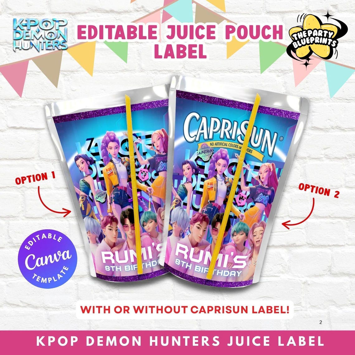 KPOP Demon Hunters Juice Pouch Labels | Capri Sun Juice Wrap | Kpop ...