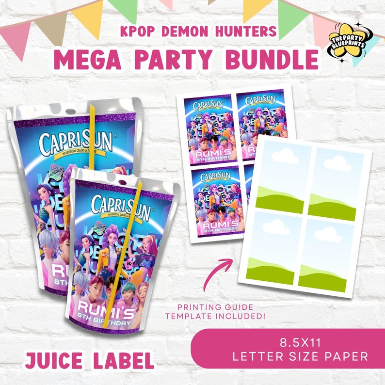 KPOP Demon Hunters Birthday Party Bundle | Printable Party Set | Chip ...