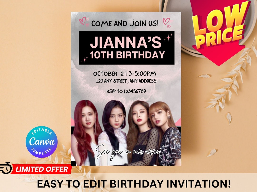 Editable Blackpink Birthday Invitation, Blackpink Party Invite, Kpop ...