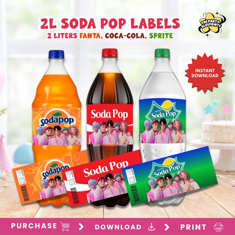 Kpop Demon Hunters 2L Soda Bottle Labels Printable, Kpop Birthday Party ...