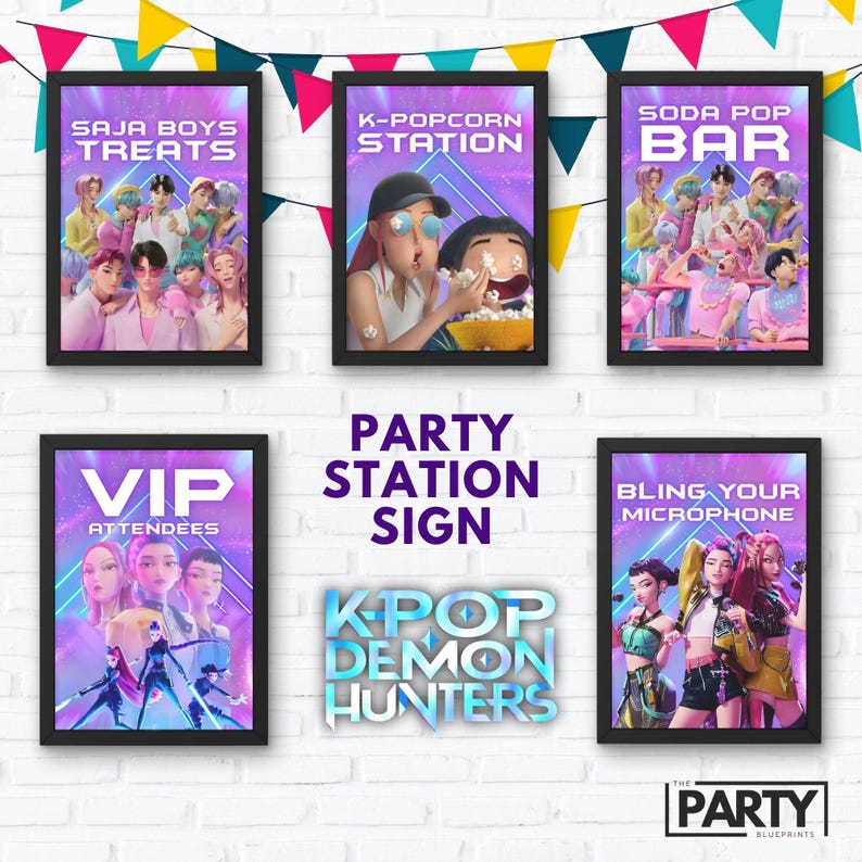 Kpop Inspired Party Signs | Editable Station Labels | Kpop Theme ...