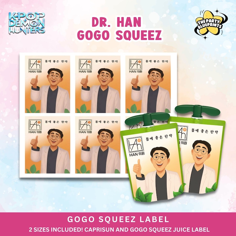 Kpop Demon Hunters Dr Han Juice Label | Demon Hunter Party Decor | Dr ...