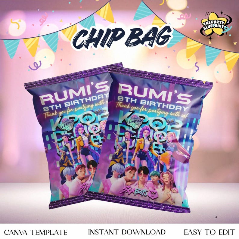 Kpop Demon Hunters Birthday Party Set | Printable Kit (digital Download ...