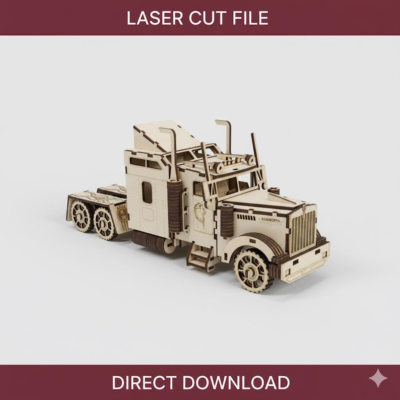 3D Laser Cut Truck SVG DXF File for 3mm Wood - Commercial License ...