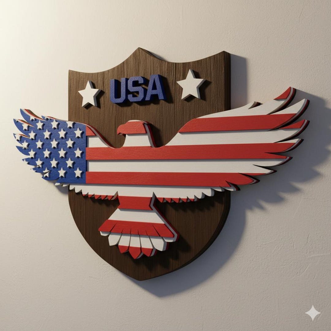 American Eagle Flag Laser Cut File, 4th of July SVG (digital Download ...