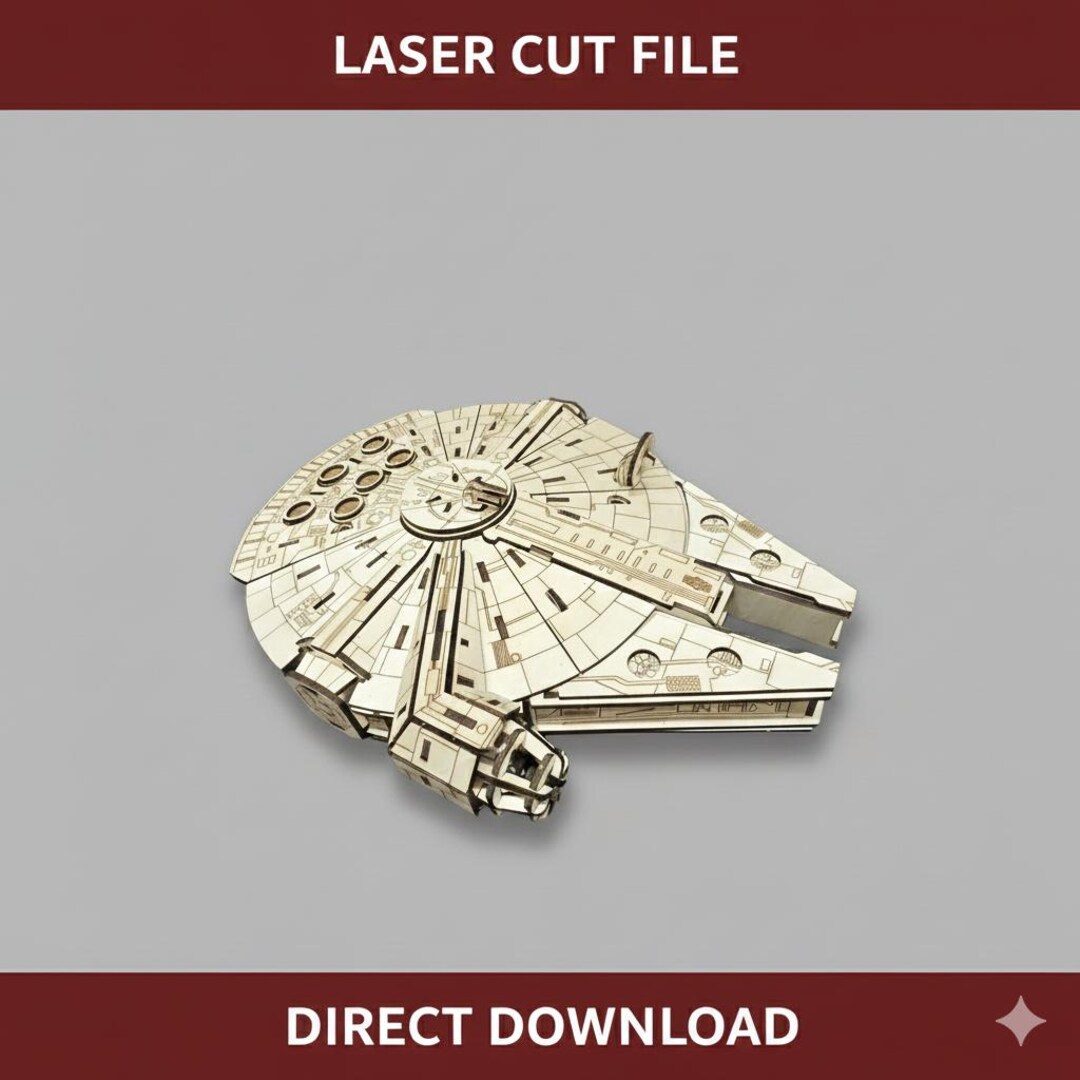 Millennium Falcon Laser Cut SVG DXF File - Iconic Starship Model for ...
