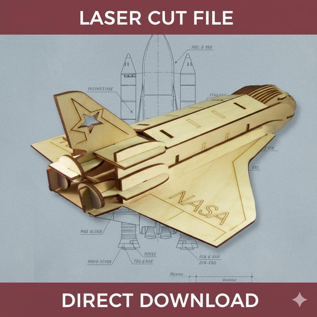 Laser Cut Space Shuttle File, 3mm Wood Model Kit (SVG DXF) - Etsy