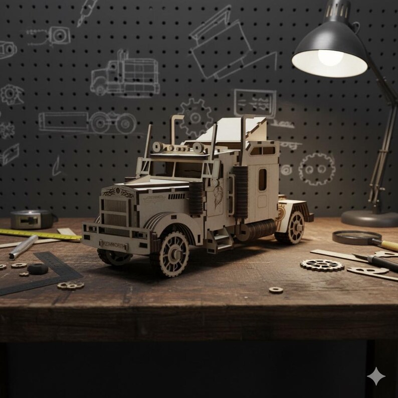 3D Laser Cut Truck SVG DXF File for 3mm Wood - Commercial License ...