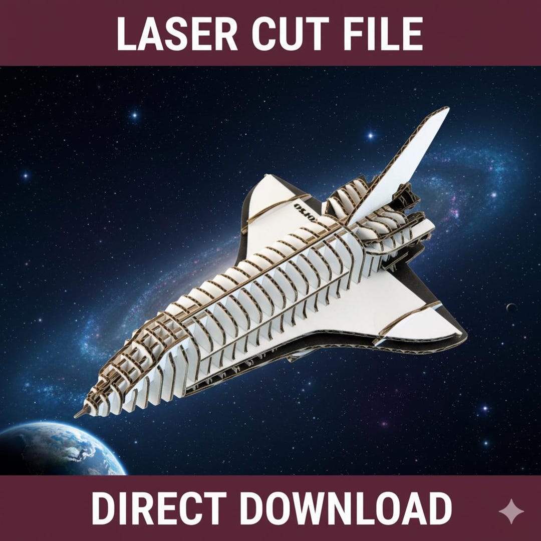 Space Shuttle 3D Model Laser Cut File - SVG DXF Glowforge (commercial ...