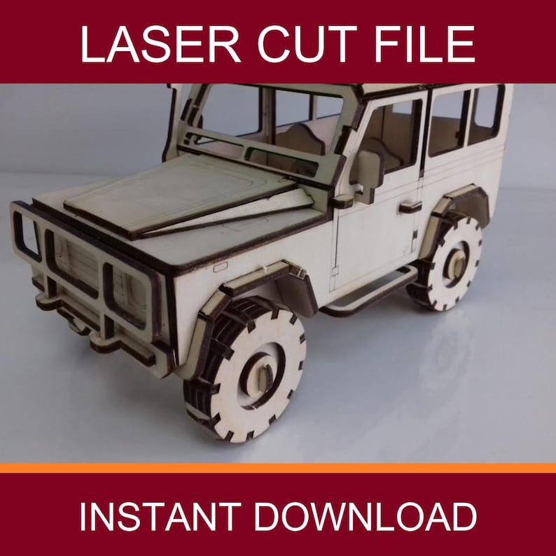 Land Rover Defender Laser Cut File: 3D Wood Model (3mm) - Commercial ...